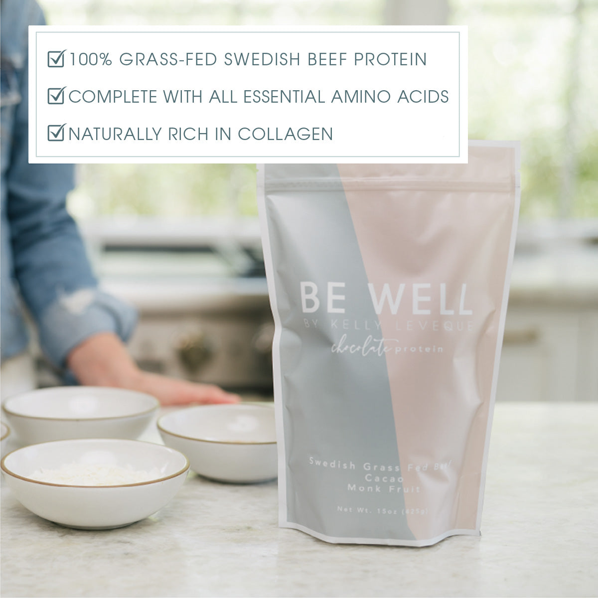 Chocolate Protein Powder from Swedish, Grass-Fed Beef | Be Well by Kelly